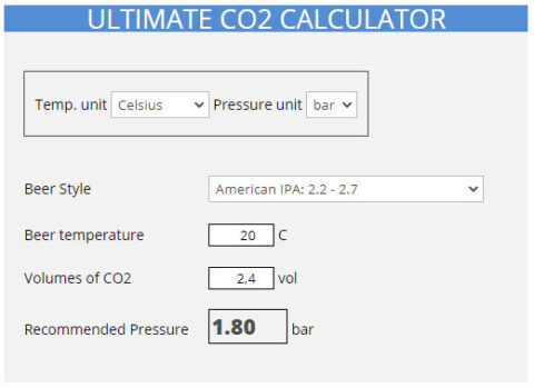 Beer Carbonation Calculator - DrHans Brewery